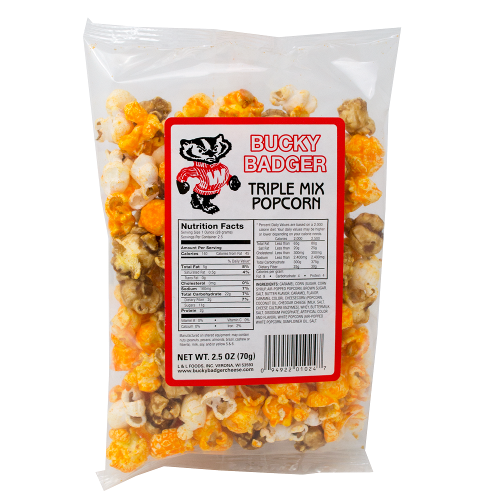 Bucky Badger Triple Mix Popcorn – Bucky Badger Cheese