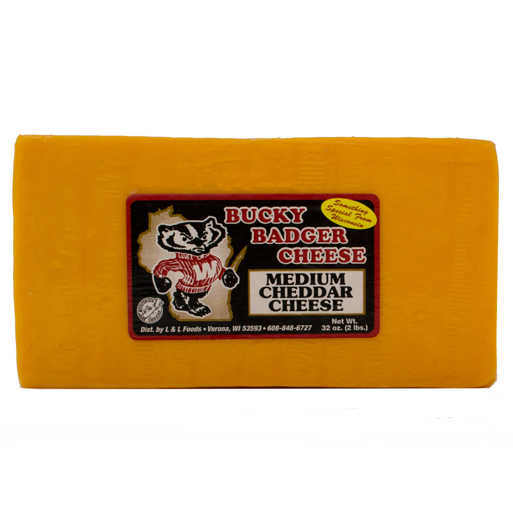 Bucky Badger Medium Cheddar Cheese – Bucky Badger Cheese