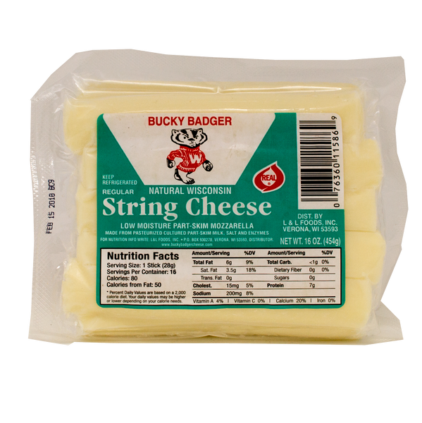 Bucky Badger 16oz Plain String Cheese – Bucky Badger Cheese