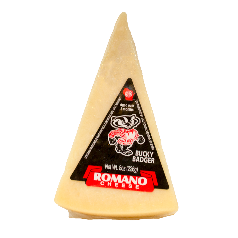 Bucky Badger Romano Cheese Wedge – Bucky Badger Cheese