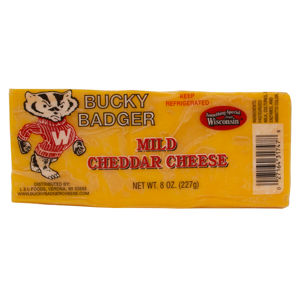 Bucky Badger Exact Weight Mild Cheddar Cheese – Bucky Badger Cheese