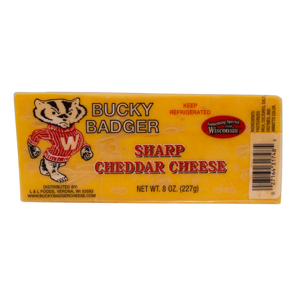 Bucky Badger Exact Weight Sharp Cheddar Cheese – Bucky Badger Cheese